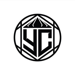 Yc logo letter monogram with triangle slice Vector Image