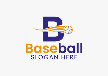 Letter b baseball logo concept with moving Vector Image