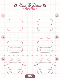 How to draw doodle animal cartoon character step Vector Image