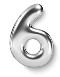 Silver glitter alphabet numbers 6 with shadow Vector Image