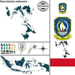 Riau indonesia map with indonesian national flag Vector Image