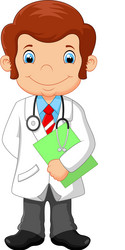Smiling Cartoon Doctor with Stethoscope Royalty Free Vector