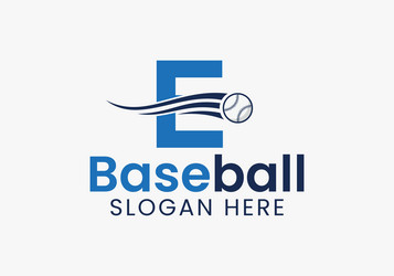 Baseball logo on letter e with moving Royalty Free Vector