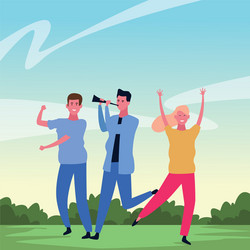 Group young friends having fun together Royalty Free Vector