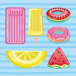 Five pool floats icons Royalty Free Vector Image