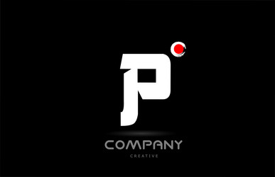 Grunge white red black alphabet letter p logo Vector Image