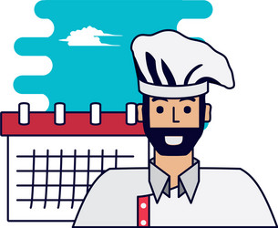 Professional chef with calendar reminder Vector Image
