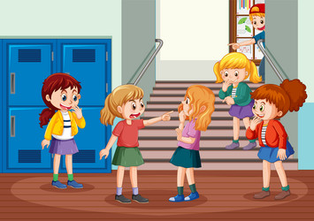 School bullying with student cartoon characters Vector Image