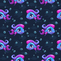 Cute cartoon pink girl fish Royalty Free Vector Image