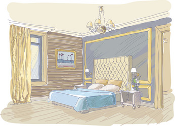 Luxury bedroom interior Royalty Free Vector Image