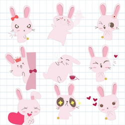 Bunny emoji cute 09 Royalty Free Vector Image - VectorStock