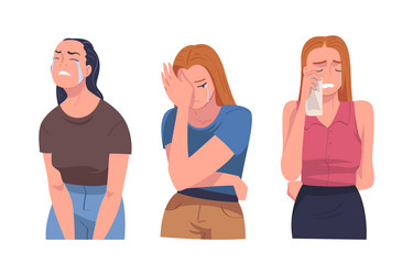 Crying woman character weeping and sobbing Vector Image