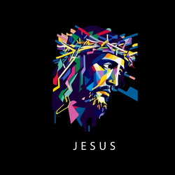 Jesus christ graphic portrait low poly Royalty Free Vector
