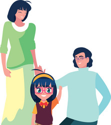 Parents with school girl student Royalty Free Vector Image