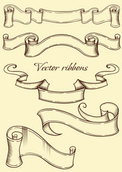 Engraving scroll and ribbon set Royalty Free Vector Image