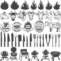 Set rabbit meat labels design elements Royalty Free Vector