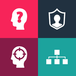 Set hierarchy organogram chart monitor Royalty Free Vector