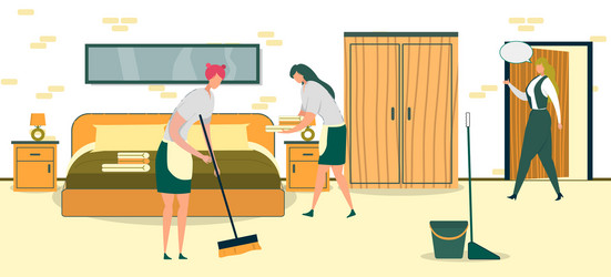 Hotel room cleaning isometric cleaning service Vector Image