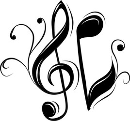 Black treble clef with wing Royalty Free Vector Image