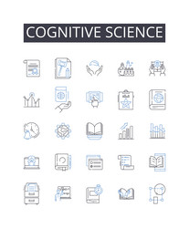 Cognitive science line icons collection quantum Vector Image