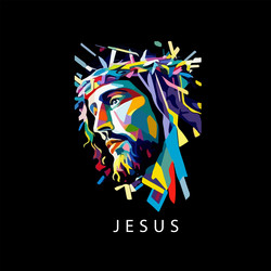 Jesus christ graphic portrait low poly Royalty Free Vector