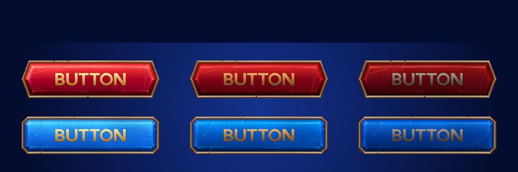 Medieval Ui Game Sprite Button With Gold Border Vector Image