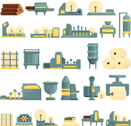 Equipment for paper production icons set cartoon Vector Image