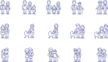 Isolated family cartoons icon set design Vector Image
