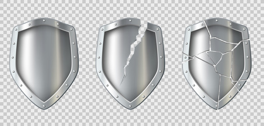 Realistic broken bubble shields Royalty Free Vector Image