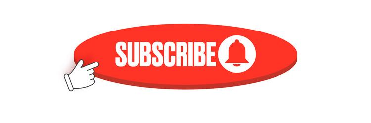 Orange subscribe button with ring bell isolated Vector Image