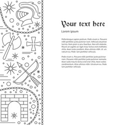 Flyer poster template with medieval line icons Vector Image