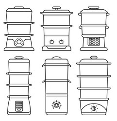 Steam cooker outline icon Royalty Free Vector Image