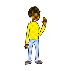 Comic cartoon waving man Royalty Free Vector Image