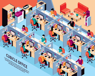 Isometric office interior with two workplaces Vector Image