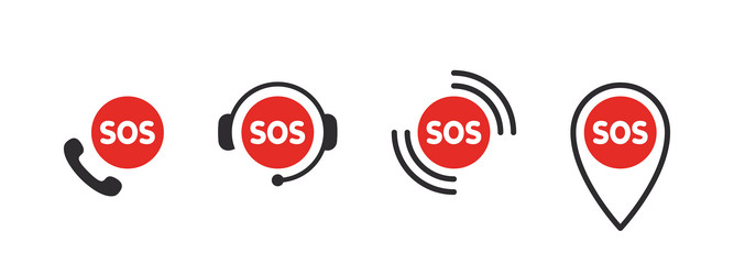 Sos emergency icons bell icons help service Vector Image