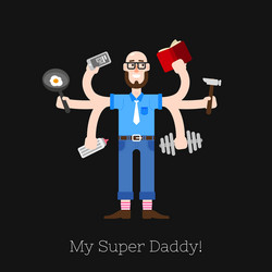 Busy multitasking man Royalty Free Vector Image