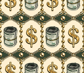 Money colorful vintage seamless pattern Royalty Free Vector