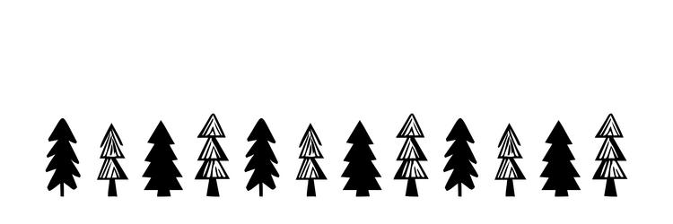 Quirky woodland tree scandi linocut border Vector Image