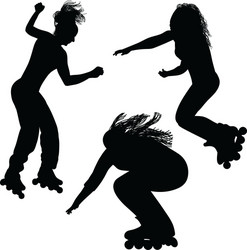 Silhouette of a young man riding a roller Vector Image