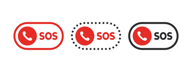 Sos emergency icons sos signs with headphone icon Vector Image