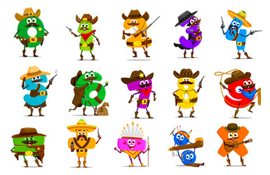 Cartoon math number characters funny mathematics Vector Image