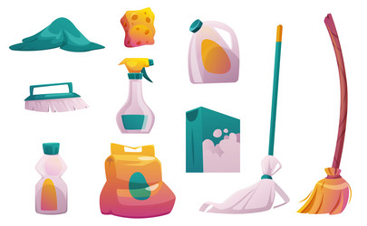 Doodle set of cleaning tools Royalty Free Vector Image