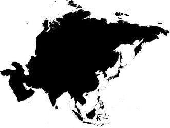 Asia thin black outline map contour map Royalty Free Vector