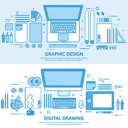 Digital drawing graphic design workplace Vector Image