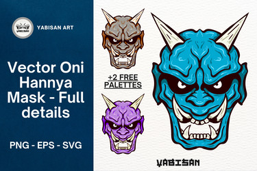 Oni hannya mask art 2 - full details Royalty Free Vector
