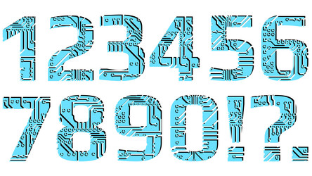 Contour set of digits in digital style perforated Vector Image