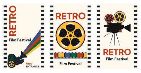 Set of retro vertical posters with vintage Vector Image