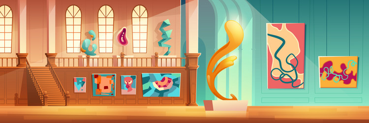 Paleontological museum interior cartoon Royalty Free Vector