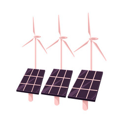 Solar panels and wind turbines green energy Vector Image