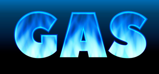 Word gas with blue flame realistic Royalty Free Vector Image
